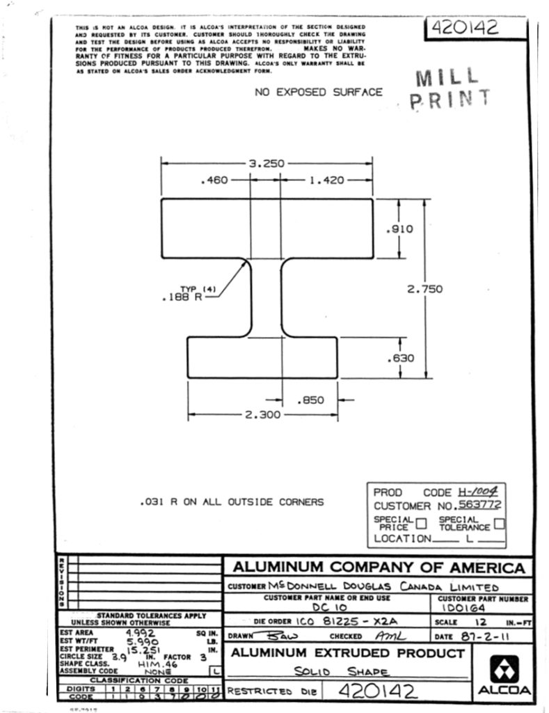 1D0164 Aircraft Extrusion - AAA Air Support